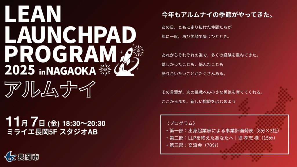 【イベントレポート】LEAN LAUNCHPAD PROGRAM 2025 ～アルムナイ～ | 米百俵プレイス ミライエ長岡
